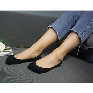 Toes Home No Show Socks Womens, Ultra Low Cut Liners Non Slip Footies for Flats Hidden Invisible Boat Summer Black 5 Pairs