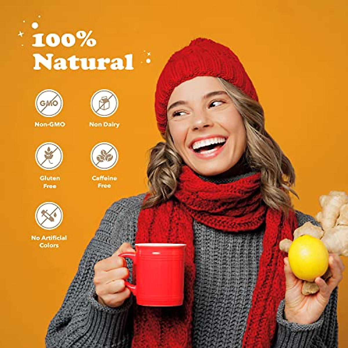 Pocas Honey Ginger Tea - Instant Tea Powder Packets with Ginger Honey Crystals Tea, Non-GMO/Gluten Free/Caffeine Free, 20 Count (Pack of 2)