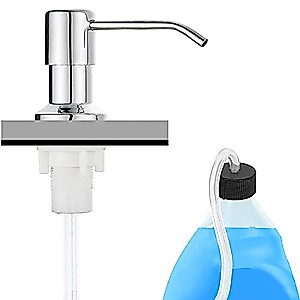 Gnimauhz Soap Dispenser for Kitchen Sink and Extension Tube Kit, Stainless Steel Soap Dispenser with 47 Inches Tube Connects Directly to Soap Bottle, Hand and Dish Soap Dispenser Pump（Chrome）