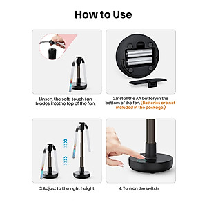 TOPK 4 Pack Fly Fans for Tables, AA Battery Powered Portable Scalable Indoor Outside Food Fly Fan for Picnic, Party, Restaurant, Kitchen and BBQ