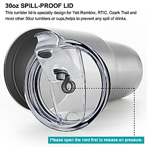 30 oz Tumbler Lids, Fits for 30Oz YETI Rambler, Ozark Trail, Old Style Rtic and More, SENHAI 3 Pack Spill-proof Splash Resistant Lids Covers for 30 Ounce Tumblers Cups