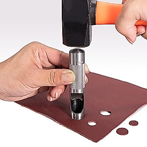 Spurtar 12 PCS Steel Hollow Leather Punch Set 1/8''-3/4''(3-19mm) Heavy Duty Round Hole Punch Set Leather Hole Tool for Watch Cloth Belt Gaskets w/Storage Bag