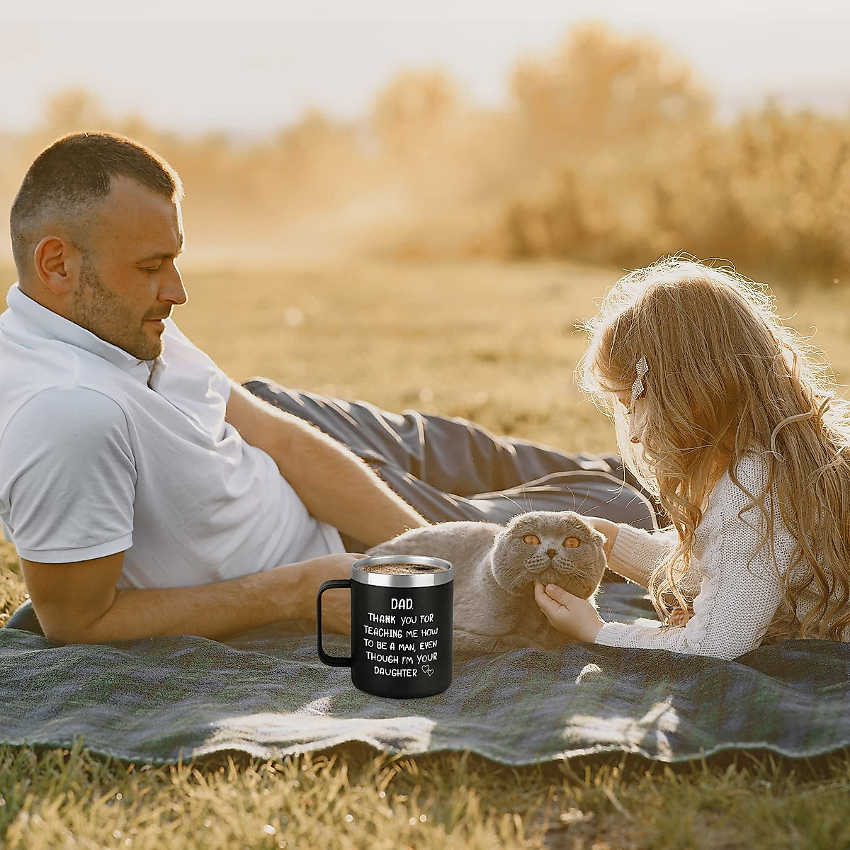 GINGPROUS Papa Bear Insulated Travel Mug, Father's Day Gifts for Papa Grandpa Dad Father New Dad to Be from Daughter Son, Birthday Christmas Present,12 Oz Stainless Steel Insulated Coffee Mug, Black