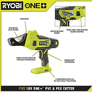 Ryobi P593 18-Volt ONE+ Lithium-Ion Cordless PVC and PEX Cutter Shears (Tool Only)