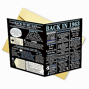 OJsensai Funny 60th Birthday Card For Mom Dad, Best Gifts Ideas For 60 Birthday Woman Man, Giant 1963 Bday Cards For Brother Sister, Happy 60 Years Anniversary For Husband Wife, Back In 1963