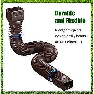 YOTODY Rain Gutter Downspout Extensions Flexible,Down Spout Drain Extender Diverter Extendable from 21 to 60 in,Screws for Included (Brown)
