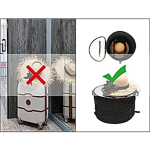 Foldable Hat Box,Round Hat Storage Box with Lid, Stuffed Animal Toy Storage Box, Large Pop-Up Hat Storage Bag, Men and Women Travel Hat box, 17 In Black