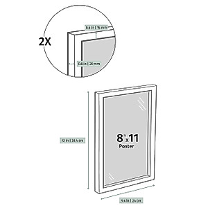 Opposite Wall - Set of 2-8.5 x 11 in - Black Solid Oak Wood Picture Frames - Lightweight, Versatile & Shatterproof - Wall Hanging & Tabletop Photo Frame - Office, Gallery & Home Decor