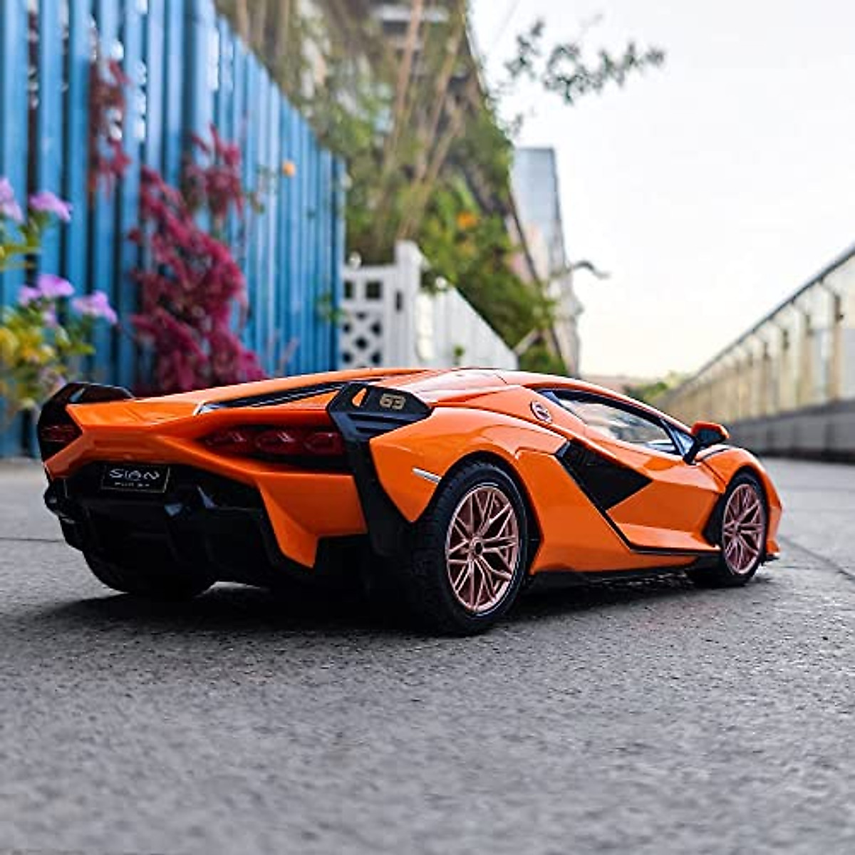 ZMZ Lamborghini Remote Control Car,1:14 Scale Lamborghini SIAN Toy Car Officially Licensed Fast Rc Cars with Open Door Led Light 2.4Ghz Model Car for Adults Boys Girls Birthday Ideas Gift(Orange)