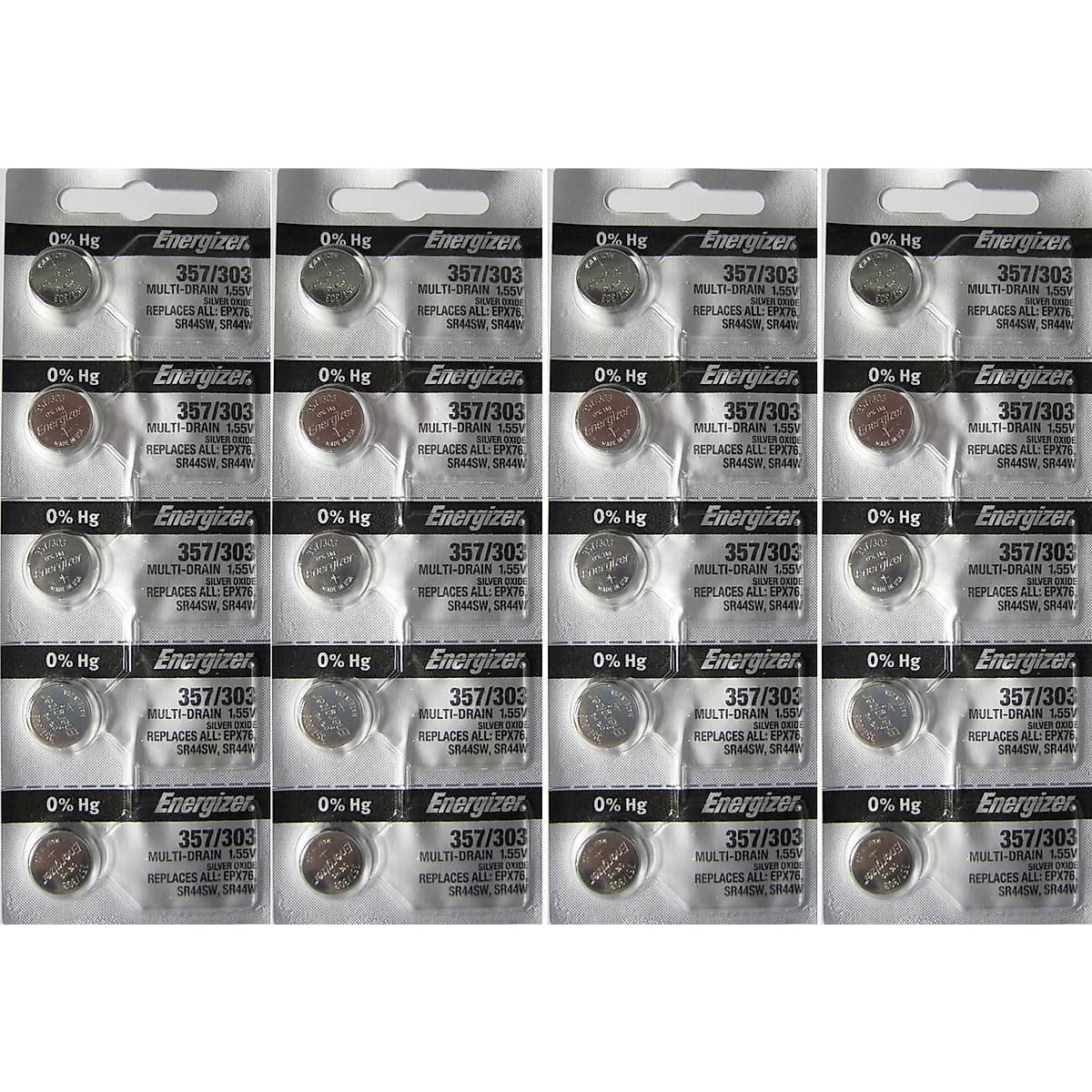 Energizer 20 357/303 Multi-Drain Zero Mercury Batteries