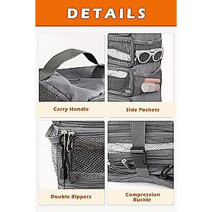 ELEZAY Hanging Packing Cubes with Compression Capability Portable 4-Shelf Closet for Travel Collapsible Space Saver Bag Clothes Organizer for Carry-on Luggage Suitcase Small_18*9 * 7 IN, Lightgrey