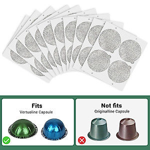 Aluminum Foils Lids to Reuse Vertuoline Capsules Coffee Pods and Refillable Pods，Compatible with Nespresso VertuoLine Machine, 64mm (100pcs)