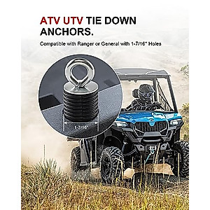 DAYDOOR ATV Anchors, General Tie Down Anchor, UTV Lock and Ride 2" Bed Anchor Compatible with Polaris Ranger 1000 XP 900 XP 800 700 500 570 with 1-7/16" Hole (6 Pcs,Black)