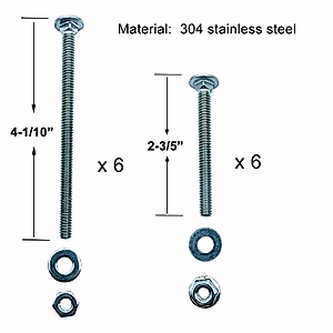DEYTEH (12Pcs) 304 Stainless Universal Headboard or Footboard Hardware Bolts and Nuts 4 inches 2-1/2'' Long Carriage for Furniture Beds Sofa Table Chairs Wheelbarrow Handles Replacement Kit