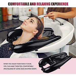 Cehim Inflatable Shampoo Basin - Portable Shampoo Bowl, Hair Washing Basin for Bedridden, Disabled,Injured, Hair Wash Tub for Dreadlocks and at Home Sink Washing (Black, Medium)