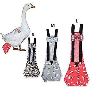 OCHSTIN Chicken Diaper Pet Diaper Nappy Poultry Cloth Bow Tie Washable Parrot Flight Suit for Goose Duck Hen Birds Poultry Small Animals Parakeet Cockatiel (M, Leopard)
