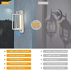 illumishin Outdoor Wall Light Motion Sensor Lights Outdoor Light Fixture Exterior Wall Lamp Lantern Modern Outside Lights for Porch Garden Patio Garage Barn Front Door 13W 750LM 3000K