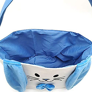 LO LORD LO Easter Bunny Baskets Easter Bag Bucket for Easter Egg Hunt Stuffers with Fluffy Ears for Kids (fluffy-green)