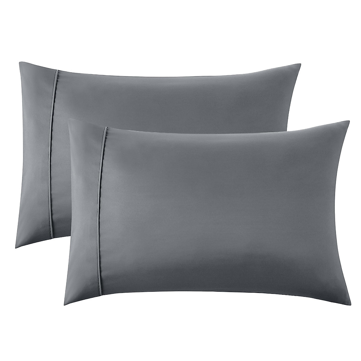 Bedsure Pillow Cases Standard Size Set of 2 - Dark Grey Brushed Microfiber Pillowcases, Super Soft and Cozy Pillow Case Covers with Envelop Closure, 20x26 Inches