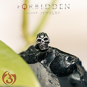 Forbidden Body Jewelry 14g 16mm (5/8 Inch) Surgical Steel Skull Head Tongue Piercing Barbell