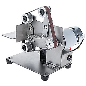 LuckyHigh Electric Belt Sander Mini Grinding Machine Electric Knife Apex Edge Sharpener Small Polishing Machine with 10pcs Sand Belts
