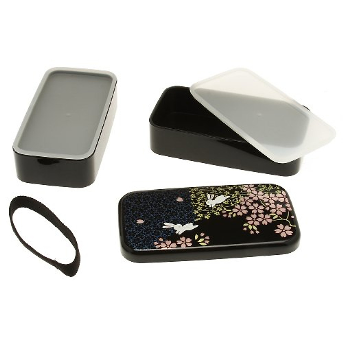 Kotobuki 2-Tiered Bento Box, Rabbit and Cherry Blossom