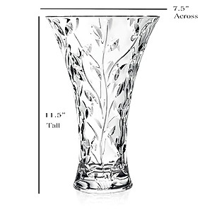Lorren Home Trends Crystal Laurus Vase 11"-Made In Italy