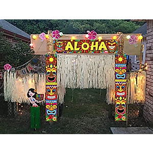 90shine 3PCS Hawaiian Luau Party Decorations Tiki Banners Aloha Tropical Moana Flamingo Door Porch Signs Wall Hanging Decor Supplies