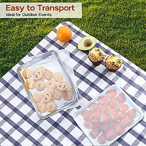 Onader 10⅜ x 8⅛ x 2 Inch Baking Pan with Lid 2 Pack Stainless Steel Lasagna Rectangular Cake Pan