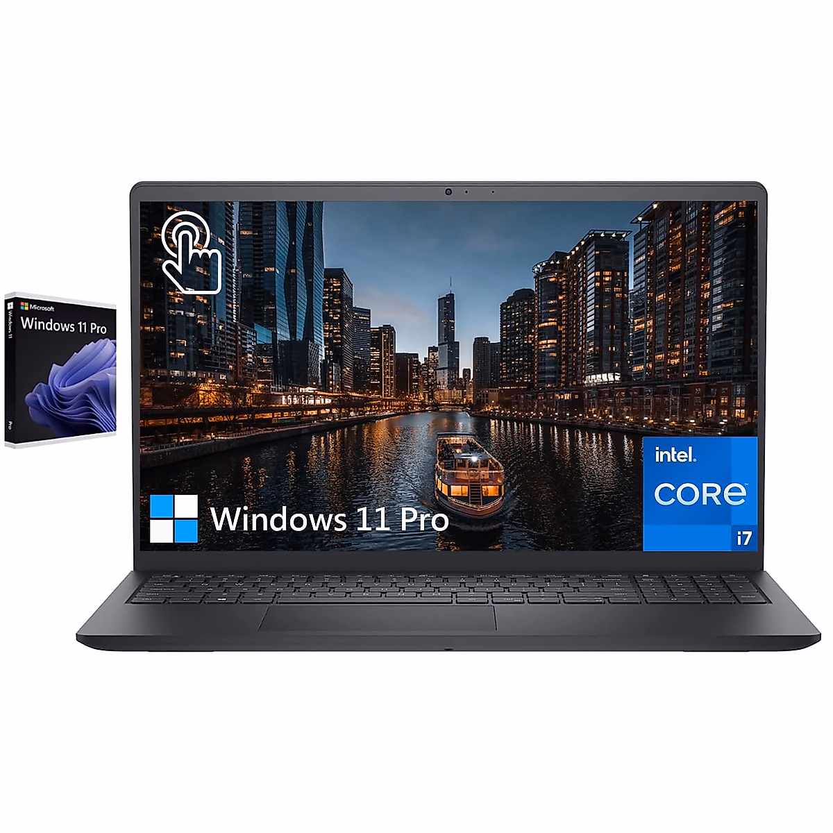 Dell Inspiron Touchscreen Laptop, 15.6 Inch FHD Business Laptop, Intel i7-1255U, 16GB RAM, 1TB SSD, Windows 11 Pro, Black, PCM