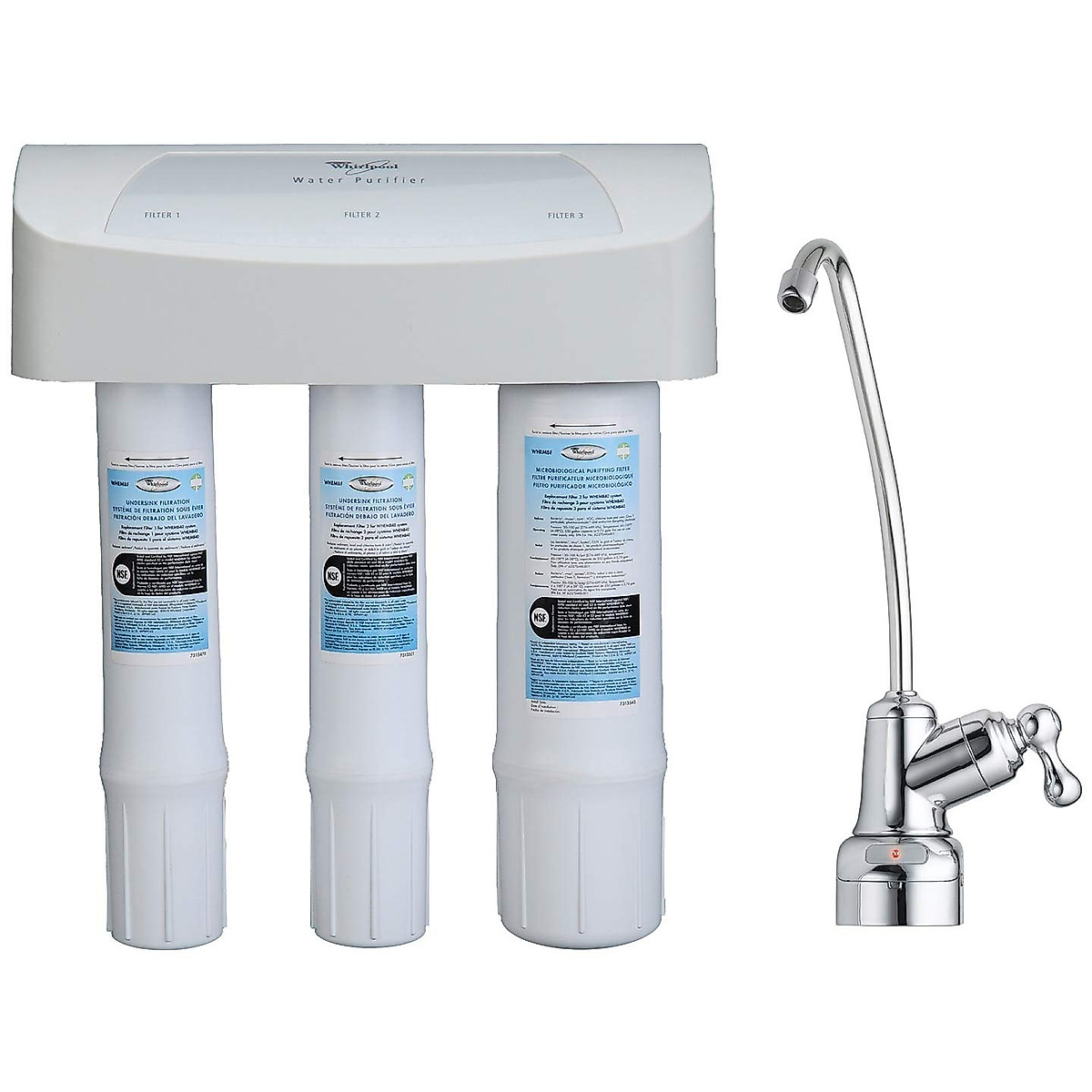 Whirlpool WHEMBF Replacement Filter Set Fits WHAMBS5 & WHEMB40 Filtration Systems | Extra Long Life | Easy to Replace UltraEase Filter Cartridges | 1 Count (Pack of 1), White