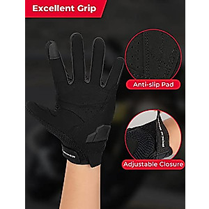 KEMIMOTO Men’s Motorcycle Gloves Touchscreen Dirt Bike Gloves Hard Knuckle Motorcycle Gloves for Men Women Motorcycle Riding Gloves Biker Gloves for Motorcycle Racing BMX ATV MTB Cycling (M, Black)