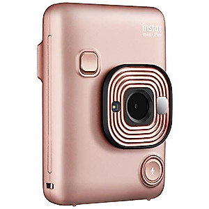 Fujifilm Instax Mini LiPlay Hybrid Instant Camera (Blush Gold) + Instant Film (20 Shots) + Rainbow Film (10 Shots) + 32GB microSDHC + Case + Scrapbooking Album + 20 Sticker Frames Travel Package