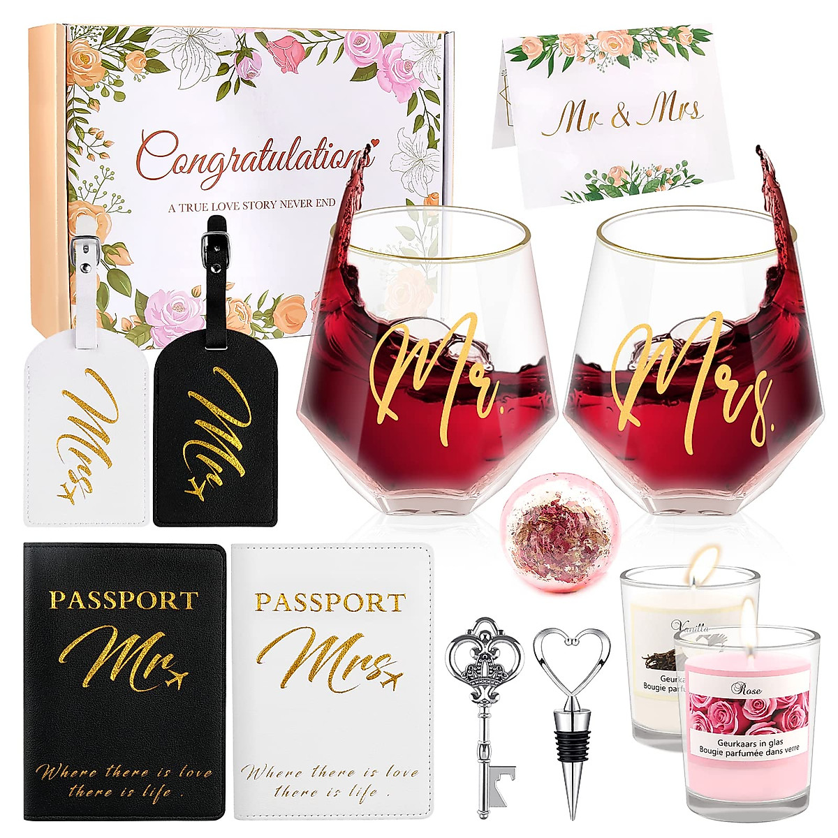 BVROSKI Wedding Gifts Bridal Shower Gifts for Bride and Groom Engagement Gifts for Couple Engaged Gifts Mr and Mrs Gift Honeymoon Essentials Present for Husband and Wife Newlywed Marriage