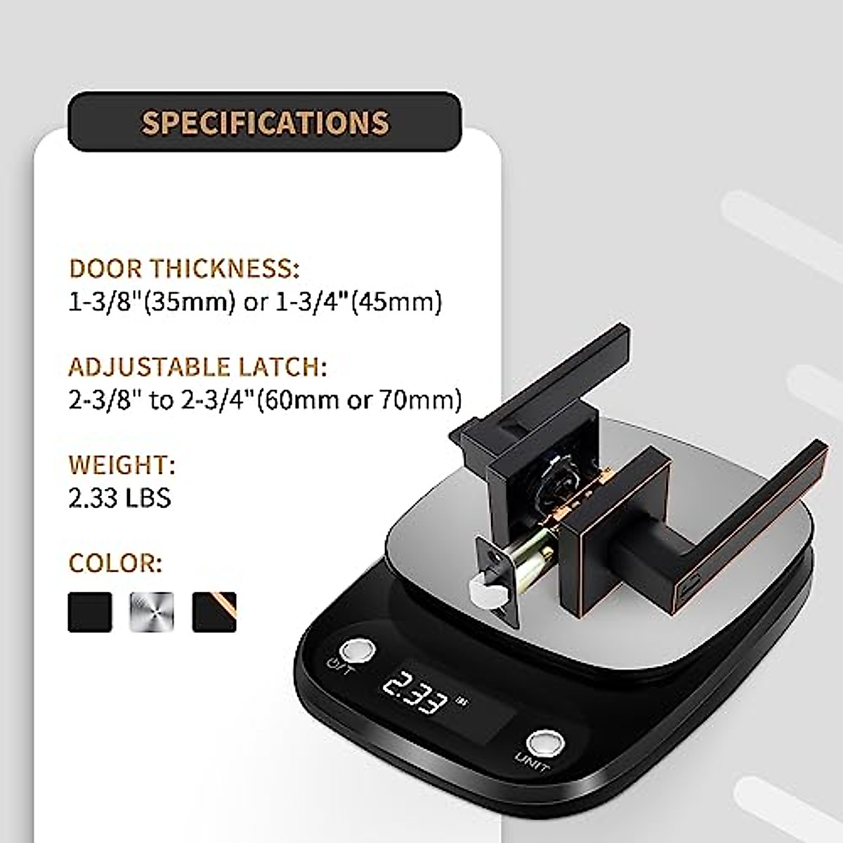 Gaurqiah Oil Rubbed Bronze Privacy Door Handle, Heavy Duty Door Lever,Reversible Square Door Lever for Bathroom,1 Pack（2.2lbs）