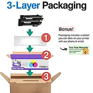 Limeink 2 Black Compatible Replacement Cartridges for Dell H625cdw H825cdw S2825cdn High Yield Laser Toner Cartridges for Smart Color Printers H625 H825 s2825 Ink