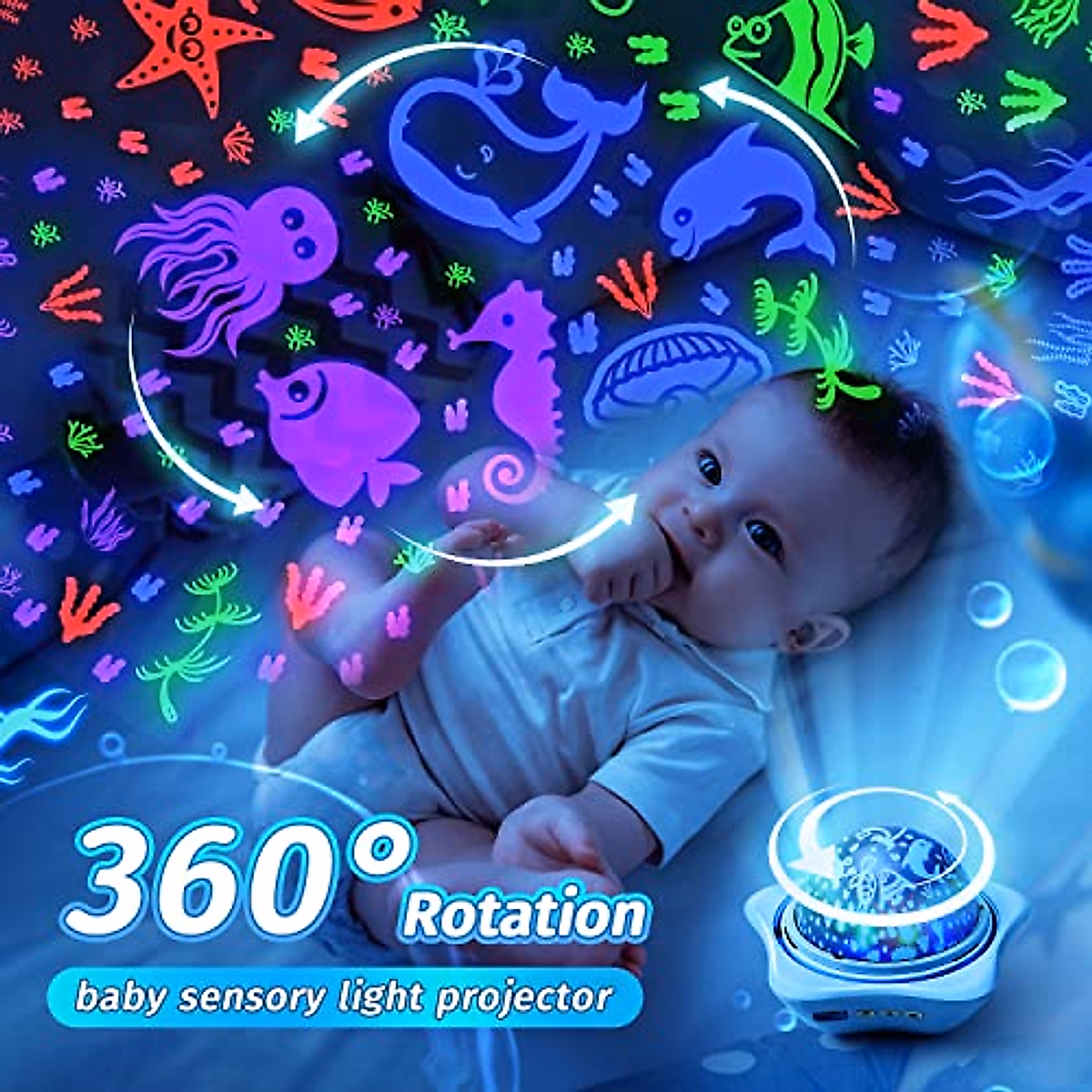 One Fire Night Light for Kids, 48 Lighting Modes Star Lights for Bedroom, 360° Rotating+3 Films Baby Night Light Projector, USB Rechargeable Kids Night Lights for Bedroom, Star Lights for Room Decor