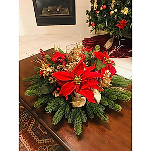 Hedume 50pcs Artificial Pine Branches, 11" x 4" and Features 3 Stems Greenery Xmas Pine Picks Pine Leaves Pine Twigs for Garland Wreath Christmas Embellishing and Home Garden Decoration