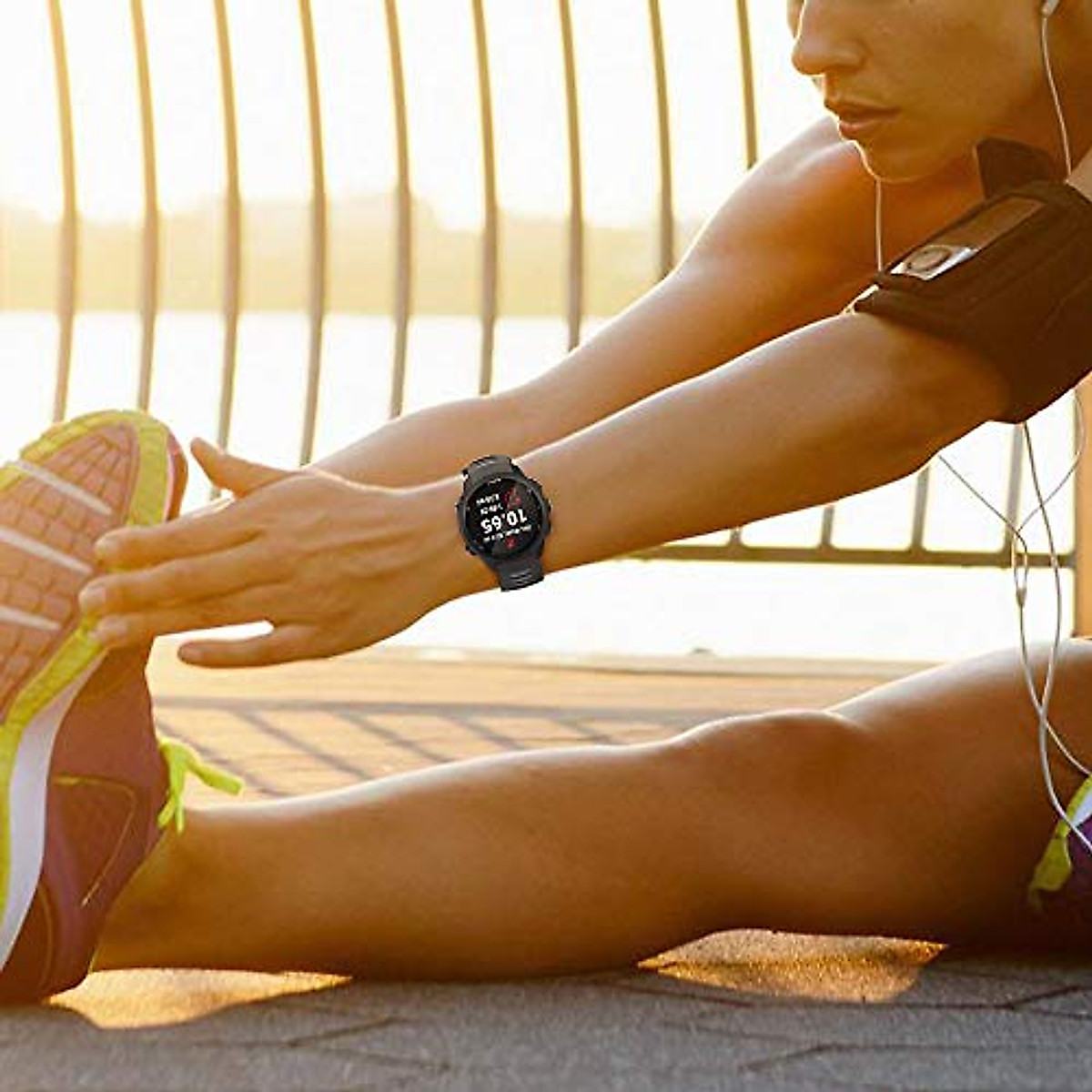 NotoCity for Vivoactive 3, Galaxy Watch 4 Galaxy Watch 5/Pro, 20mm Silicone Replacement Band for Forerunner 245/645, Galaxy Watch 4 Classic Watch 3 41mm/ Active 2(black-gray)