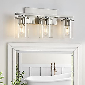 SADENICEL Brushed Nickel Bathroom Vanity Light, 3-Light Metal Wall Sconce Fixtures for Bathroom Lighting (Brushed Nickel, 3 Light)