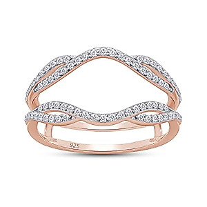 SAVEARTH DIAMONDS 2/5 cttw Round Cut Lab Created Moissanite Diamond Double Infinity Wedding Ring Guard Enhancer For Women In 14K Rose Gold Over Sterling Silver(D Color, VVS1 Clarity 0.40Cttw)-6.5