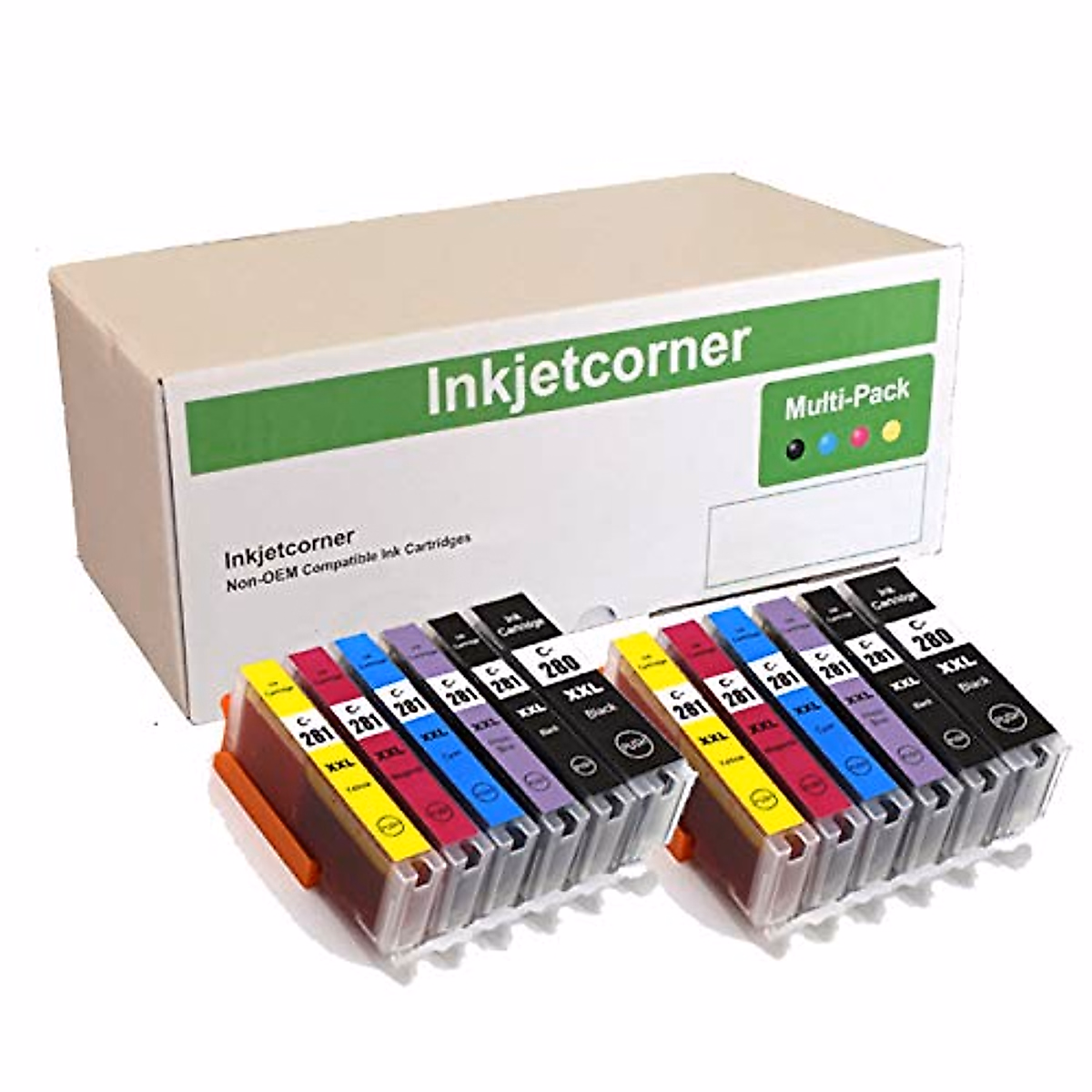 Inkjetcorner Compatible Ink Cartridges Replacement for 280 281 PGI-280XXL CLI-281XXL for use with TS8322 TS8320 TS9120 TS8120 TS8220 TS8222 Printer (12-Pack)