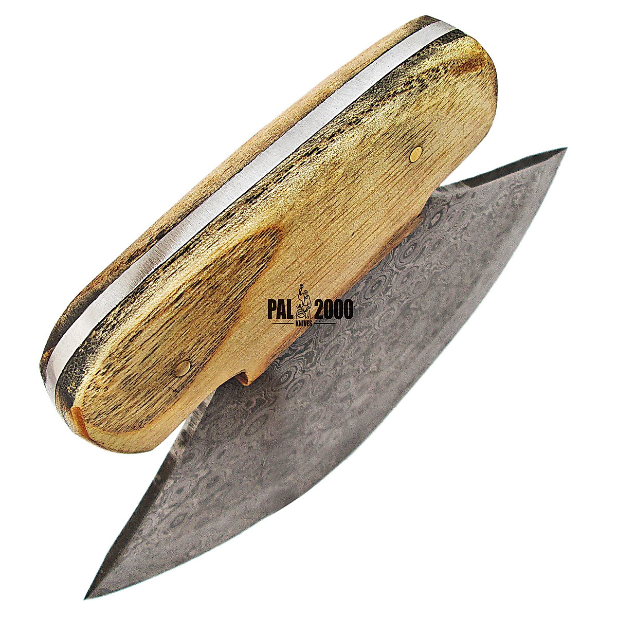 ULU-3007 Handmade Damascus Steel Ulu Knife Stabilized Handle With Sheath