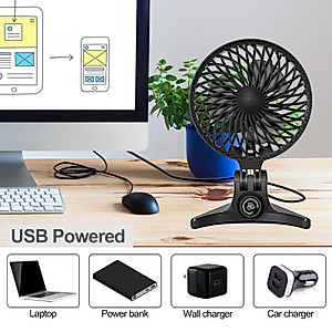 ZOEYEA USB Desk Fan, Strong Airflow Small Fan, Adjustable Rotation Desktop Table Cooling Fans with Plug-in USB Powered Cable, Quiet Personal Mini Fans for Home Office Travel
