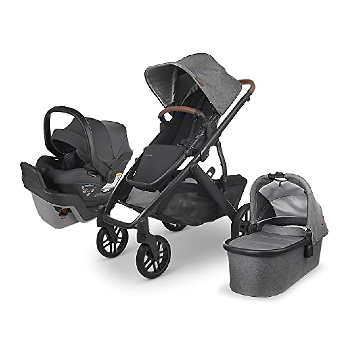 Vista V2 Stroller - Greyson (Charcoal Melange/Carbon/Saddle Leather) + MESA MAX - Greyson (Charcoal Melange | Merino Wool)