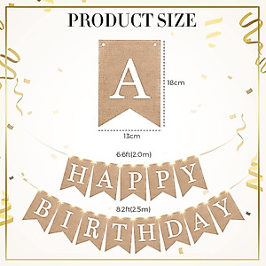 Breling 2 Pieces Burlap Happy Birthday Banner Flags and 2 Pieces Mini LED Fairy Lights Battery Rustic Birthday Banner Garland Bunting for Kid Adult Birthday Party Decoration Fireplace Supplies