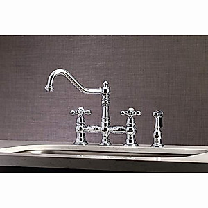 Kingston Brass KS3271AXBS Restoration Bridge Kitchen Faucet, Polished Chrome