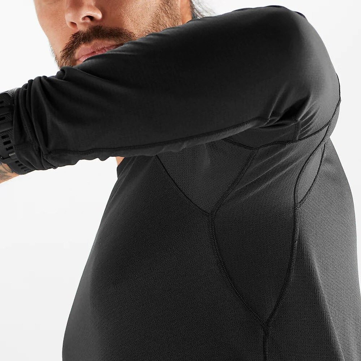 Salomon Mens Cross Run Ls Tee T-Shirt, Deep Black, Small US