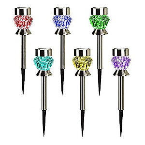 SUNNYPARK Solar Pathway Lights Outdoor, 6 Pack Solar Garden Lights, Color Changing LED Landscape Stake Outdoor Solar Lights for Walkway, Pathway