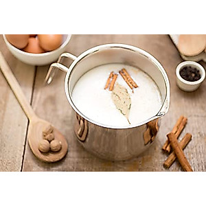 8 Cup Saucepan With Glass Lid,1.5QT Multipurpose Small Pasta Pot with Insert Steamer Basket for Boiling Sauce, Gravies, Pasta, Noodles